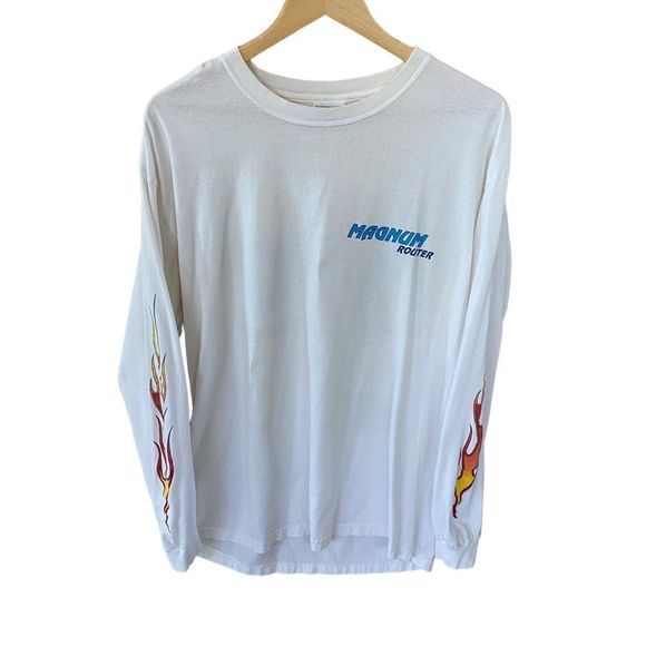 Hanes | Shirts | Team Nrg Magnumrouter Sleeve Flames White Long Sleeve ...